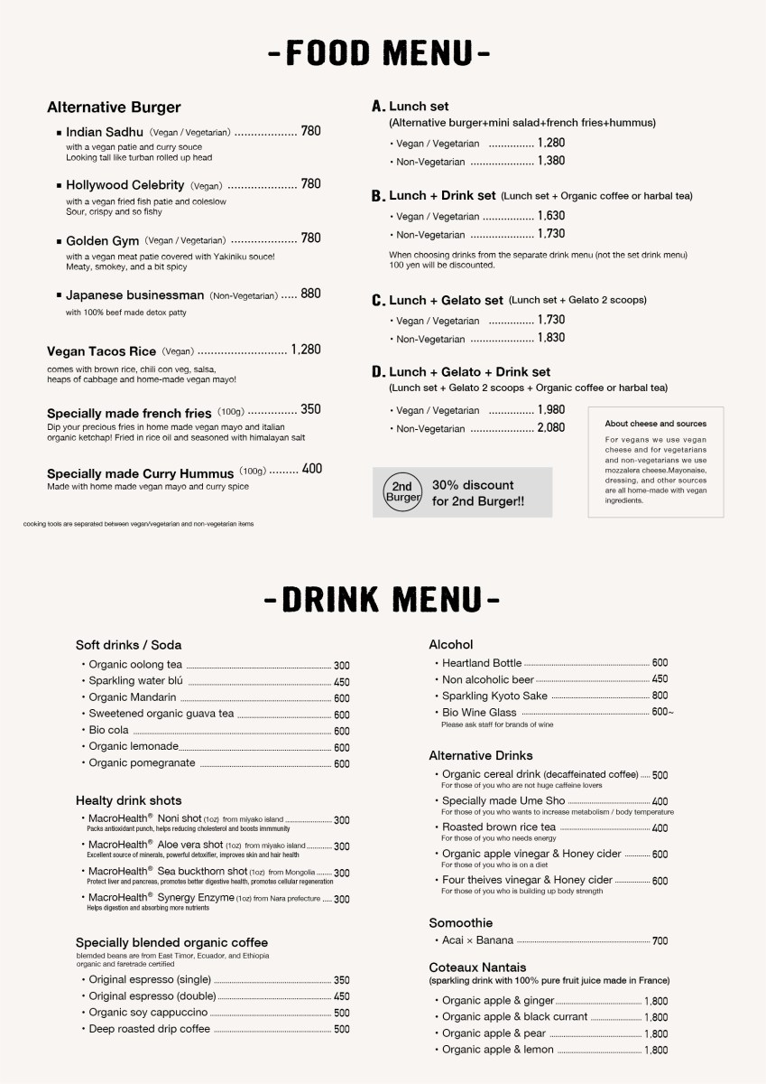 English Menu for Pre-opening – Premarché Alternative Diner